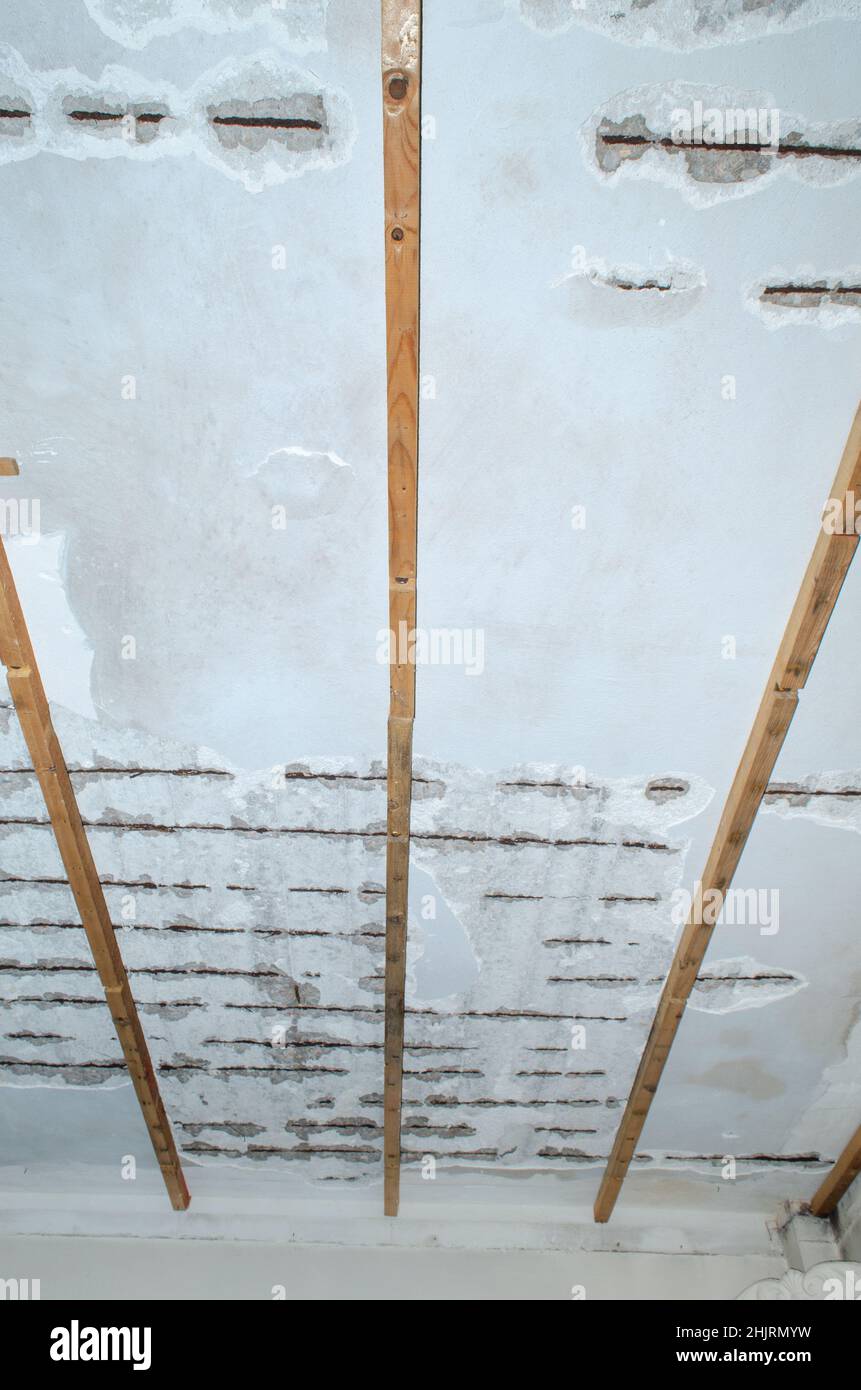 mold damage weathered roof house cement disintegration rusty iron ...