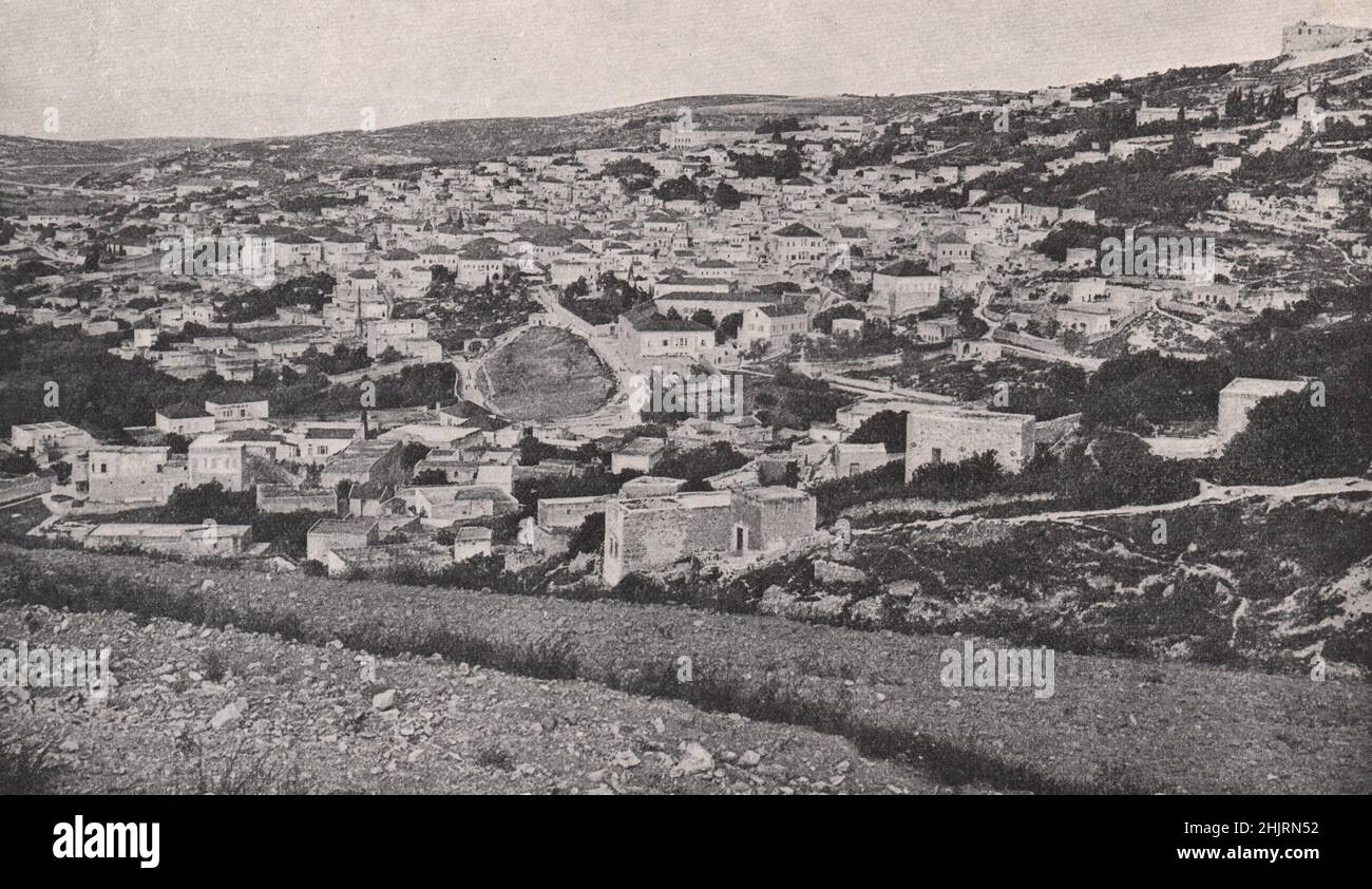 White walls of Nazareth gleaming in their green framework on the Hills ...