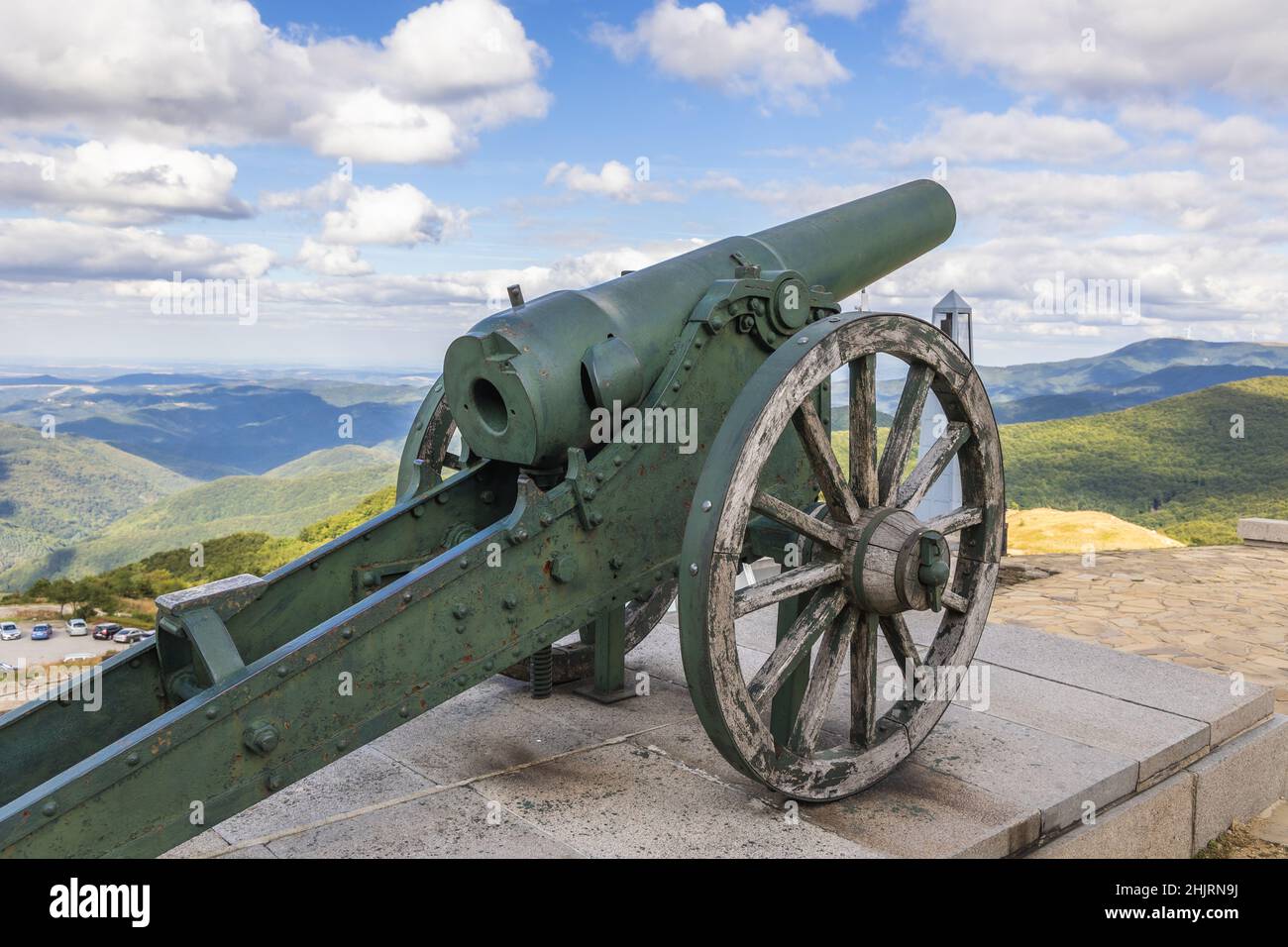 Canon next to Monument of Freedom dedicated to Battle of Shipka Pass on ...