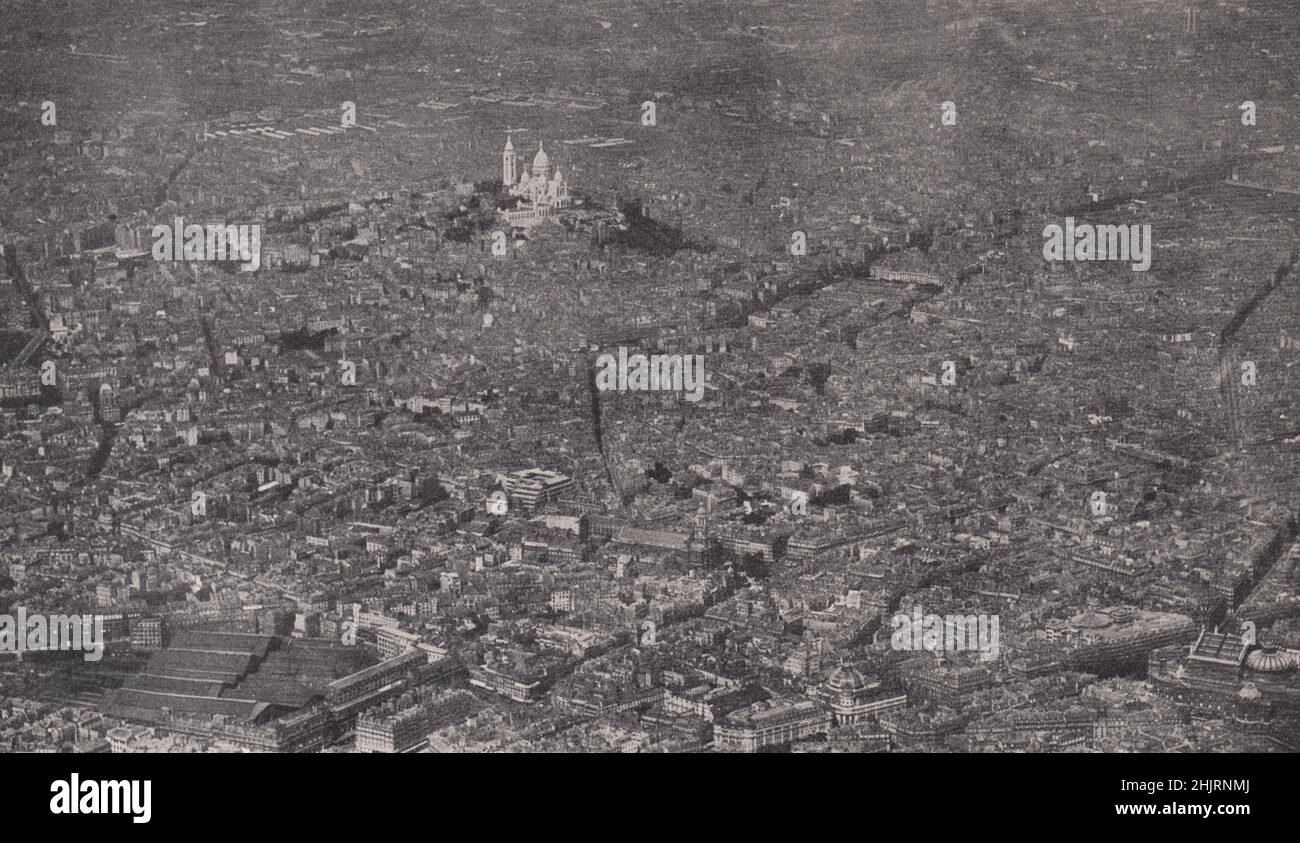 Populous District of Montmartre from the air, showing the beautiful ...