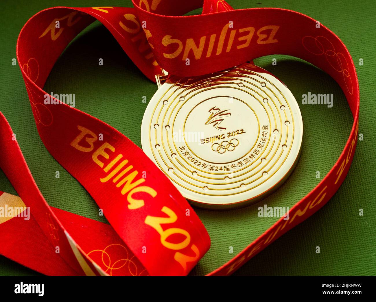January 27, 2022, Beijing, China. XXIV Olympic Winter Games gold medal ...