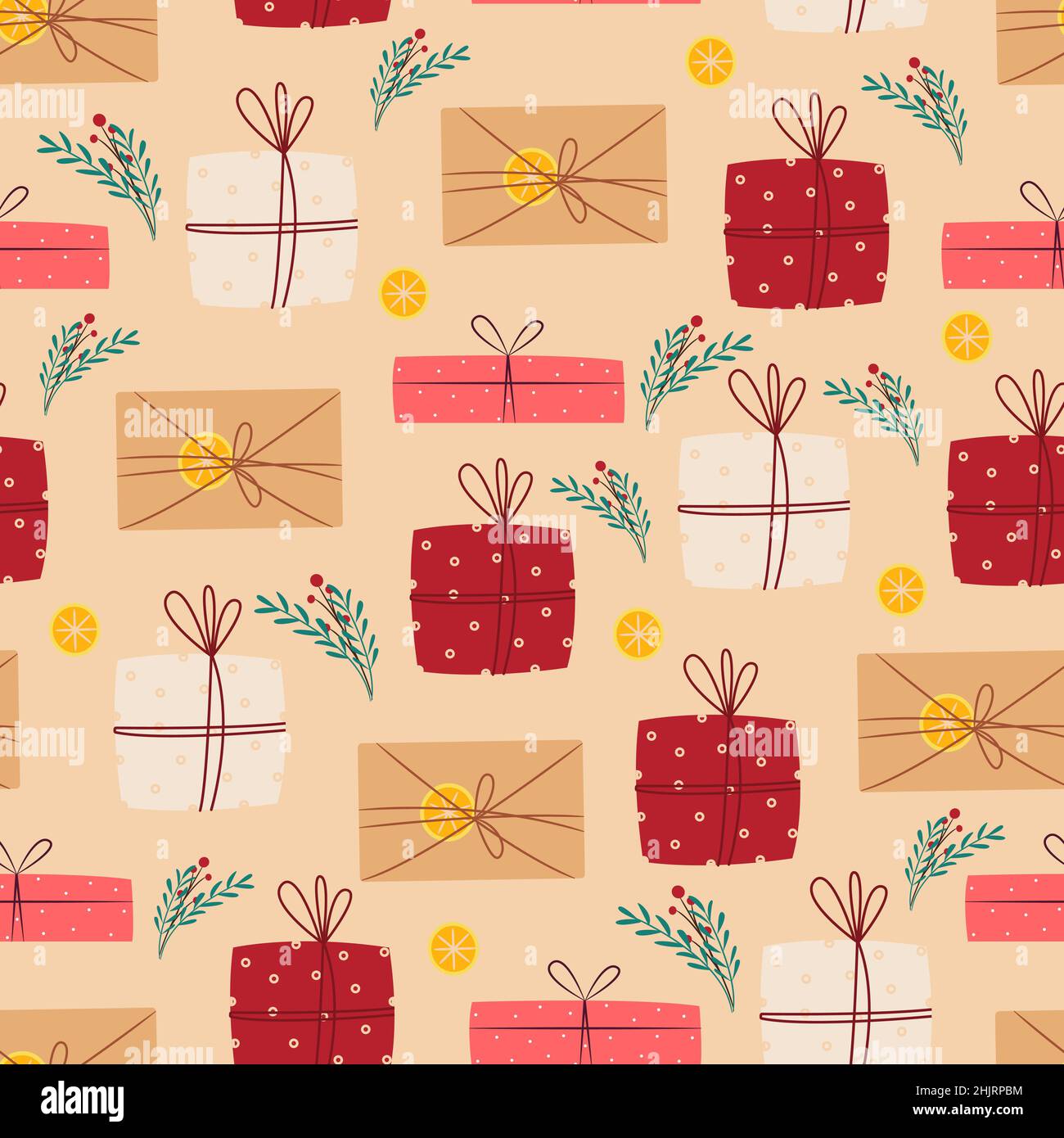 Gift boxes seamless pattern. Vector print flat cartoon style Stock ...