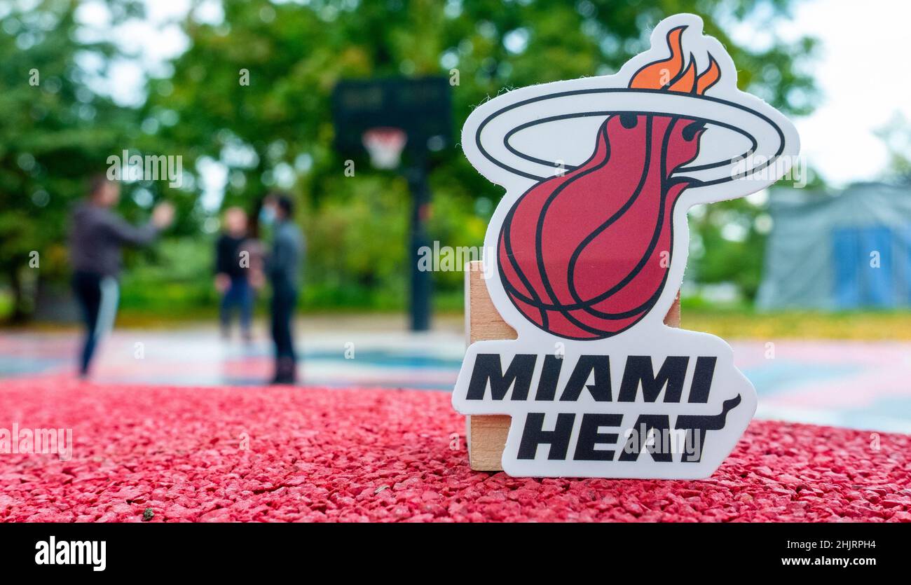 September 15, 2021, Miami, USA, The emblem of the basketball club Miami ...