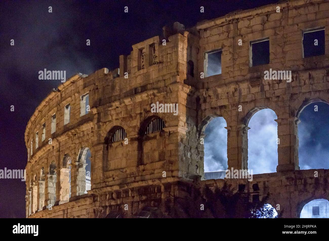 The Pula Arena Roman Amphitheatre in Croatia at Night Hosting a Live ...