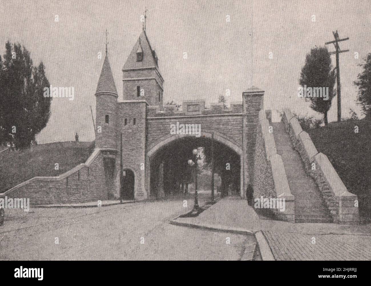 Modern St. Louis gate in the old city Ramparts. Canada. Quebec City ...