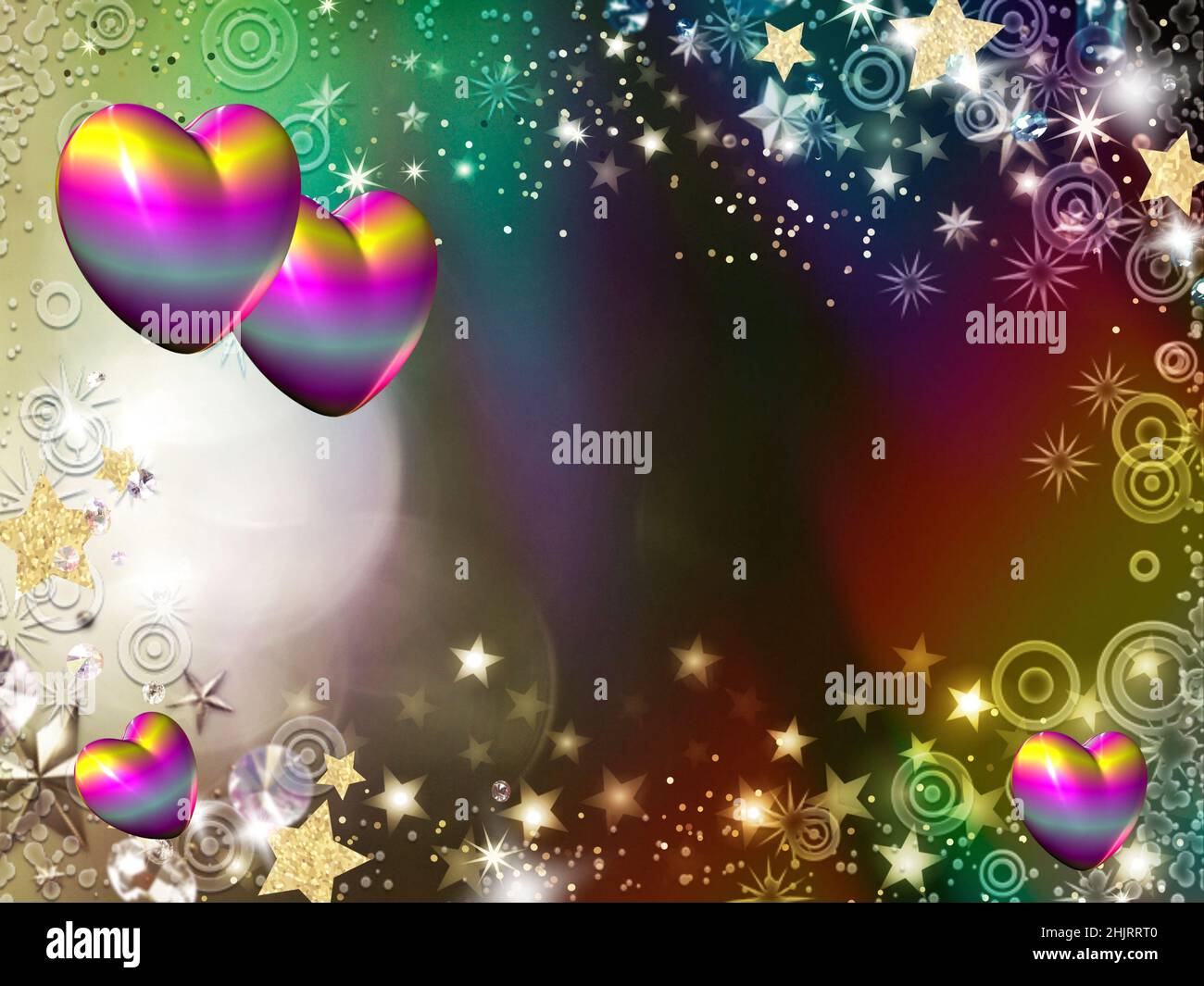 Hearts background with fireworks and red roses Stock Photo - Alamy
