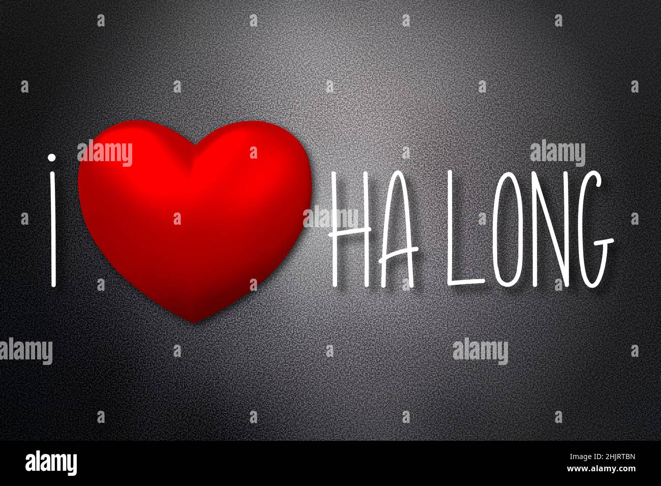 I love Ha Long - heart shape, black background - 3D illustration Stock ...