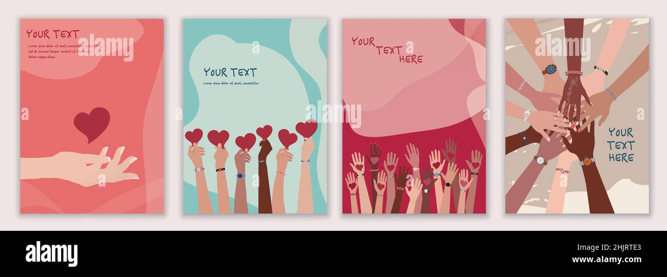 Flyer brochure with volunteer group of people - editable poster ...