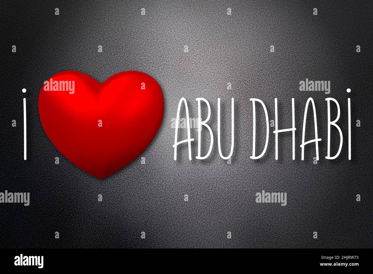 I love Abu Dhabi - heart shape, black background - 3D illustration ...