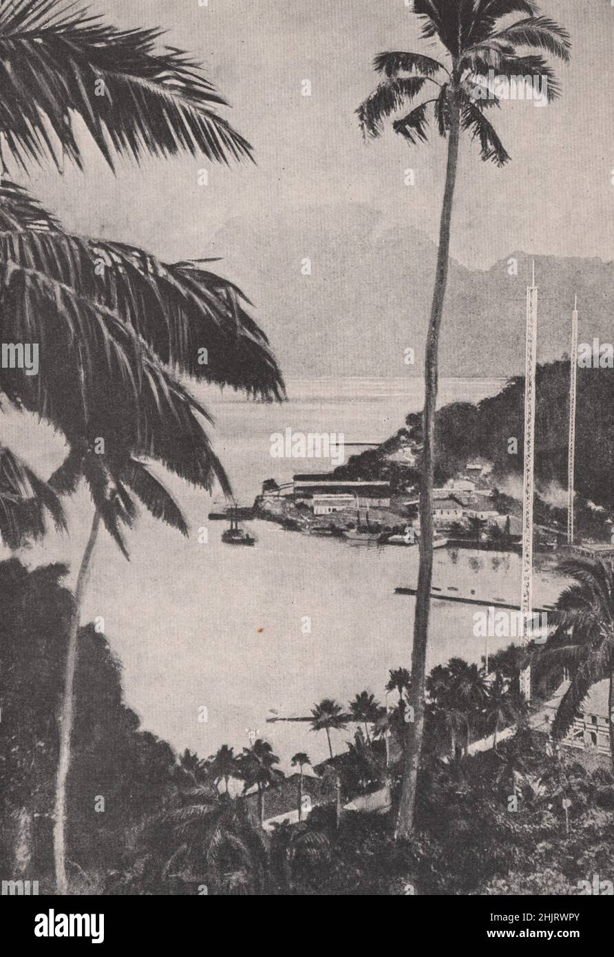 Pago Pago, the principal port and capital of Tutuila. Samoa (1923 Stock ...