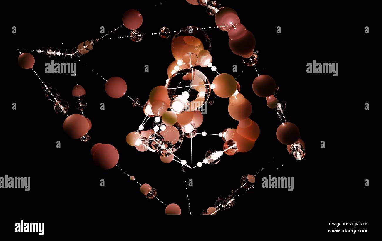 3d Rendering Close Up Of Geometric Connected Line And Dots Abstract