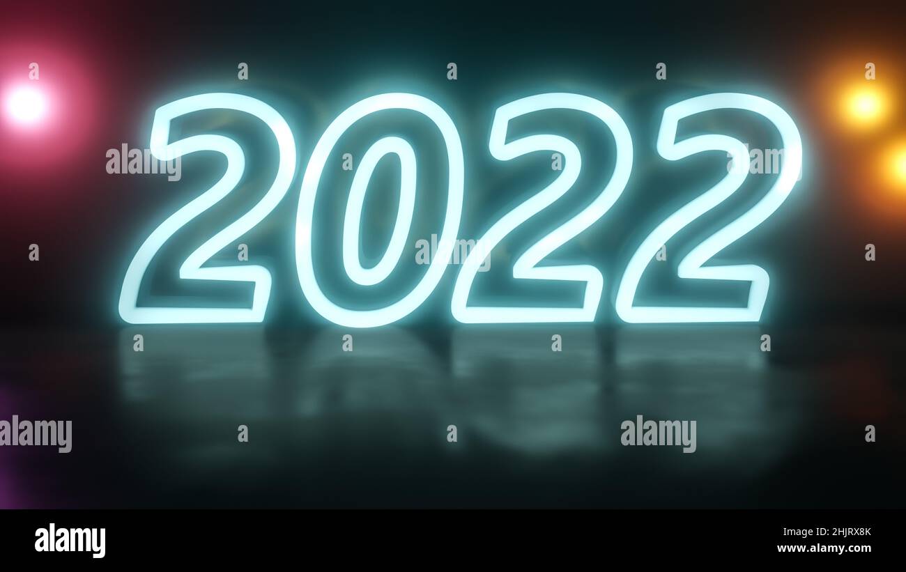 3D illustration of a typical neon light 2022 sign Stock Photo - Alamy