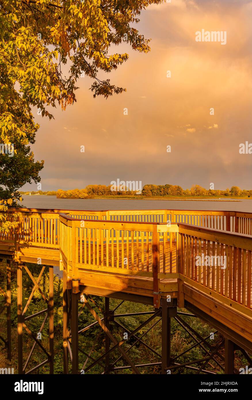 New custom built wood deck overlooking the River Stock Photo - Alamy