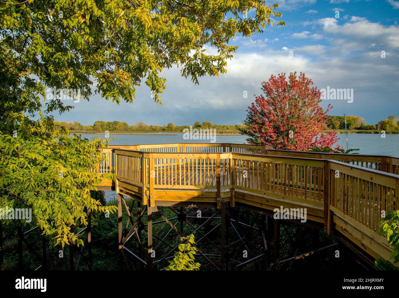 New custom built wood deck overlooking the River Stock Photo - Alamy