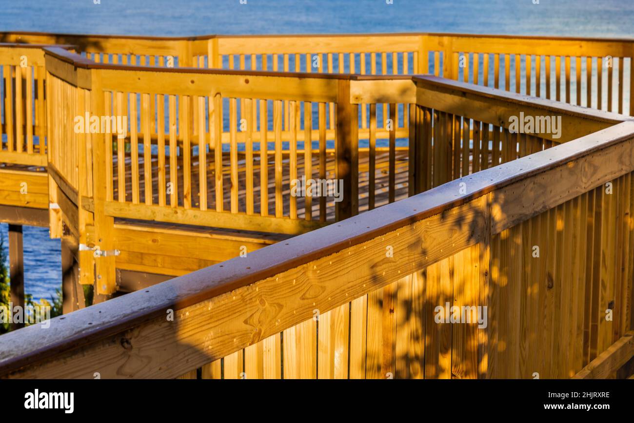 New custom built wood deck overlooking the River Stock Photo - Alamy