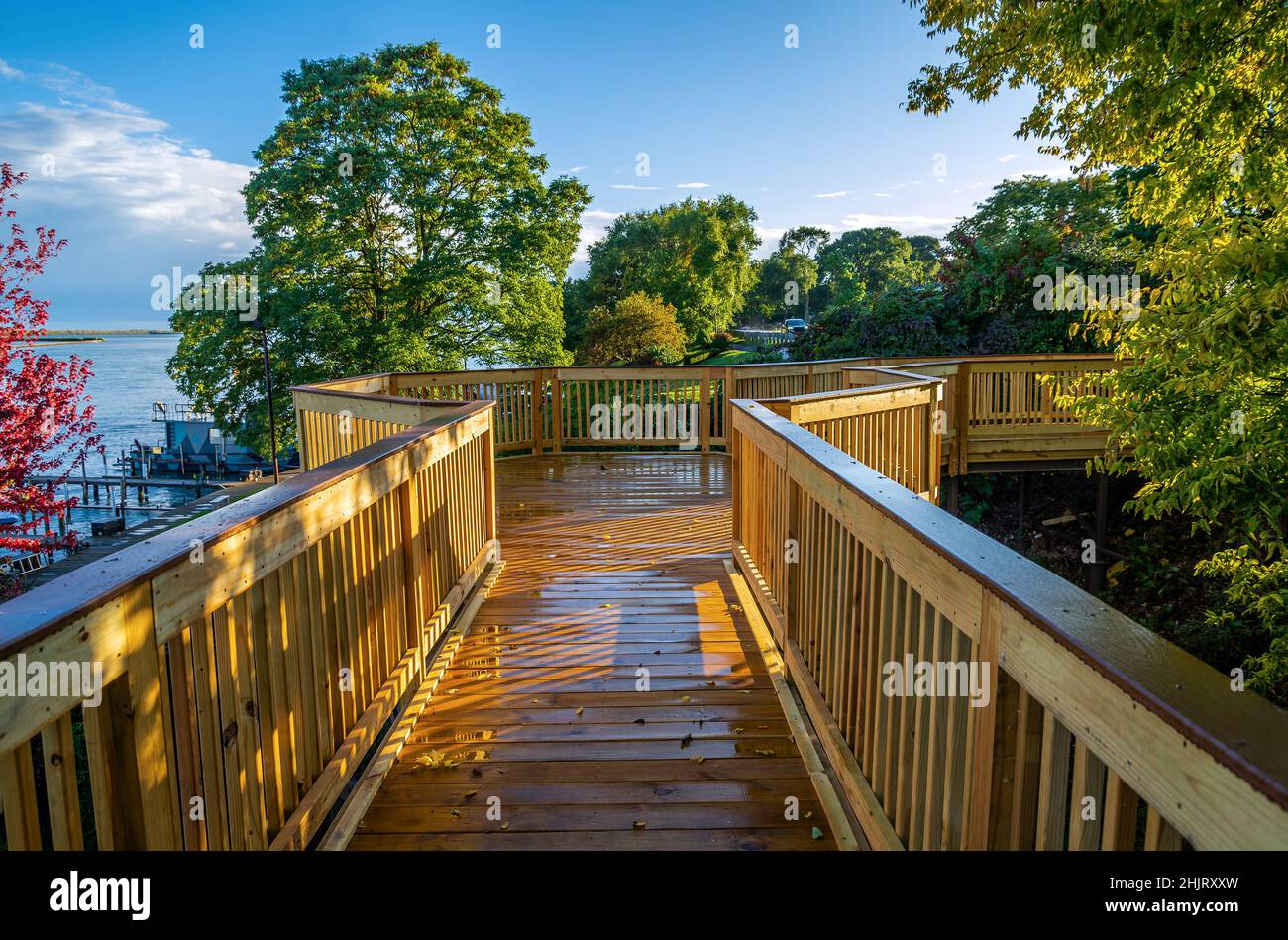 New custom built wood deck overlooking the River Stock Photo - Alamy