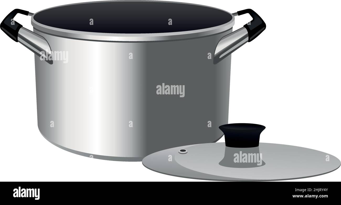Realistic deep saucepan on a white background - Vector illustration ...