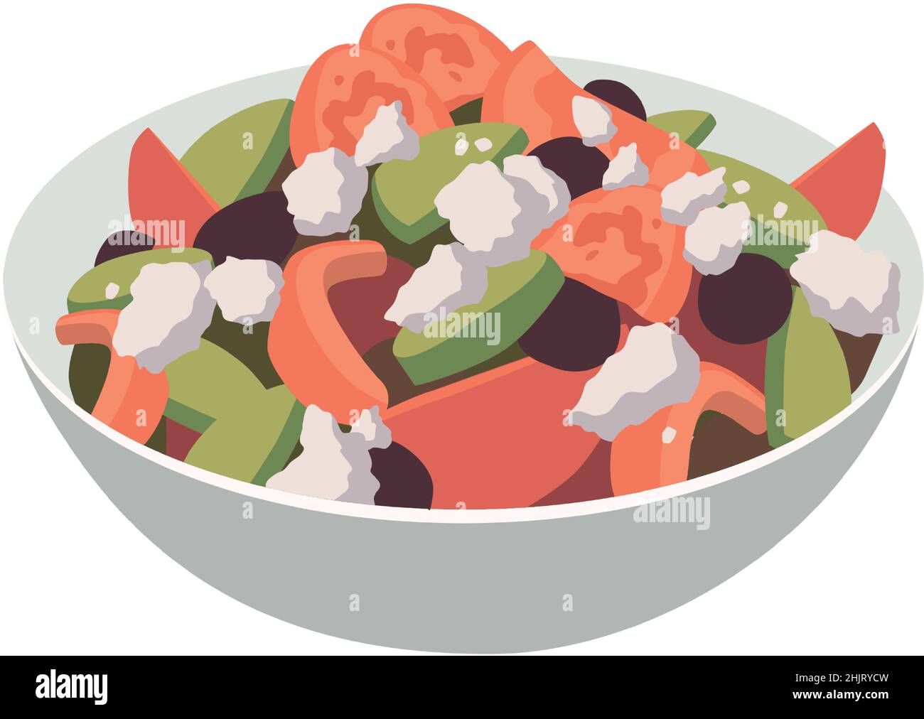 Realistic dish of Greek salad on white background - Vector illustration ...