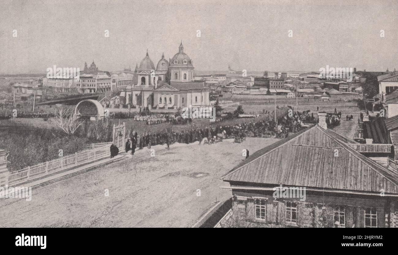 Omsk, a typical Siberian Town with its Wooden Houses Gathered round the ...