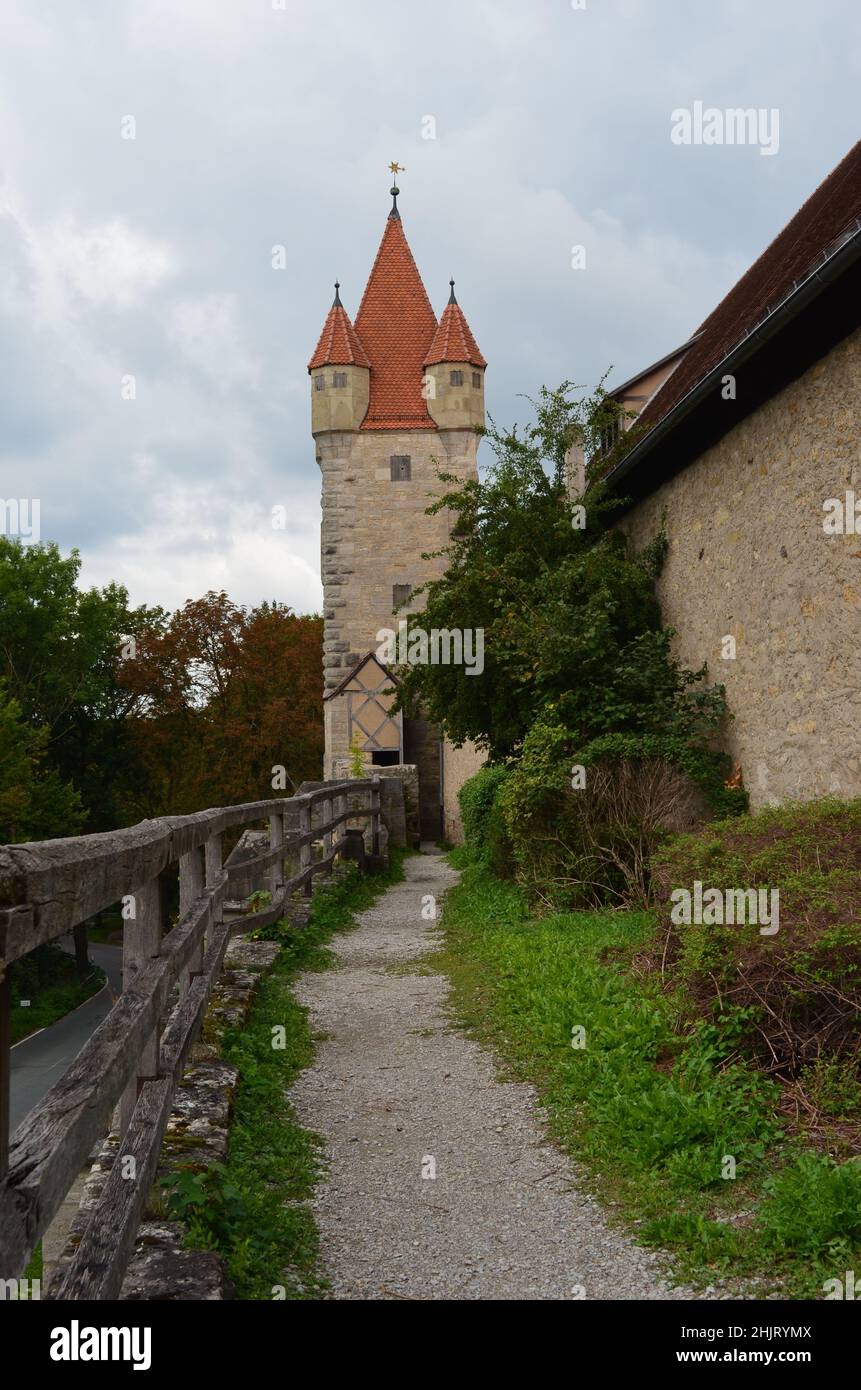 This is a watch tower called Castle Tower in Rothenburg, Germany. It is ...