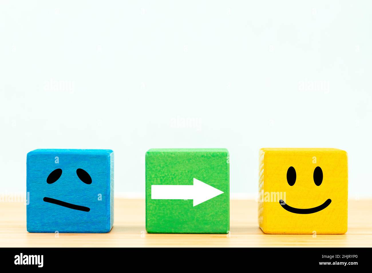 Smile and change your sad face, Colored wooden blocks with painted ...