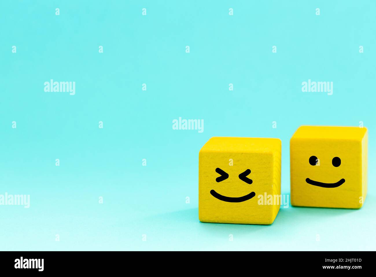 Positive mindset, Concept, Two yellow bricks with hand-painted smiles ...