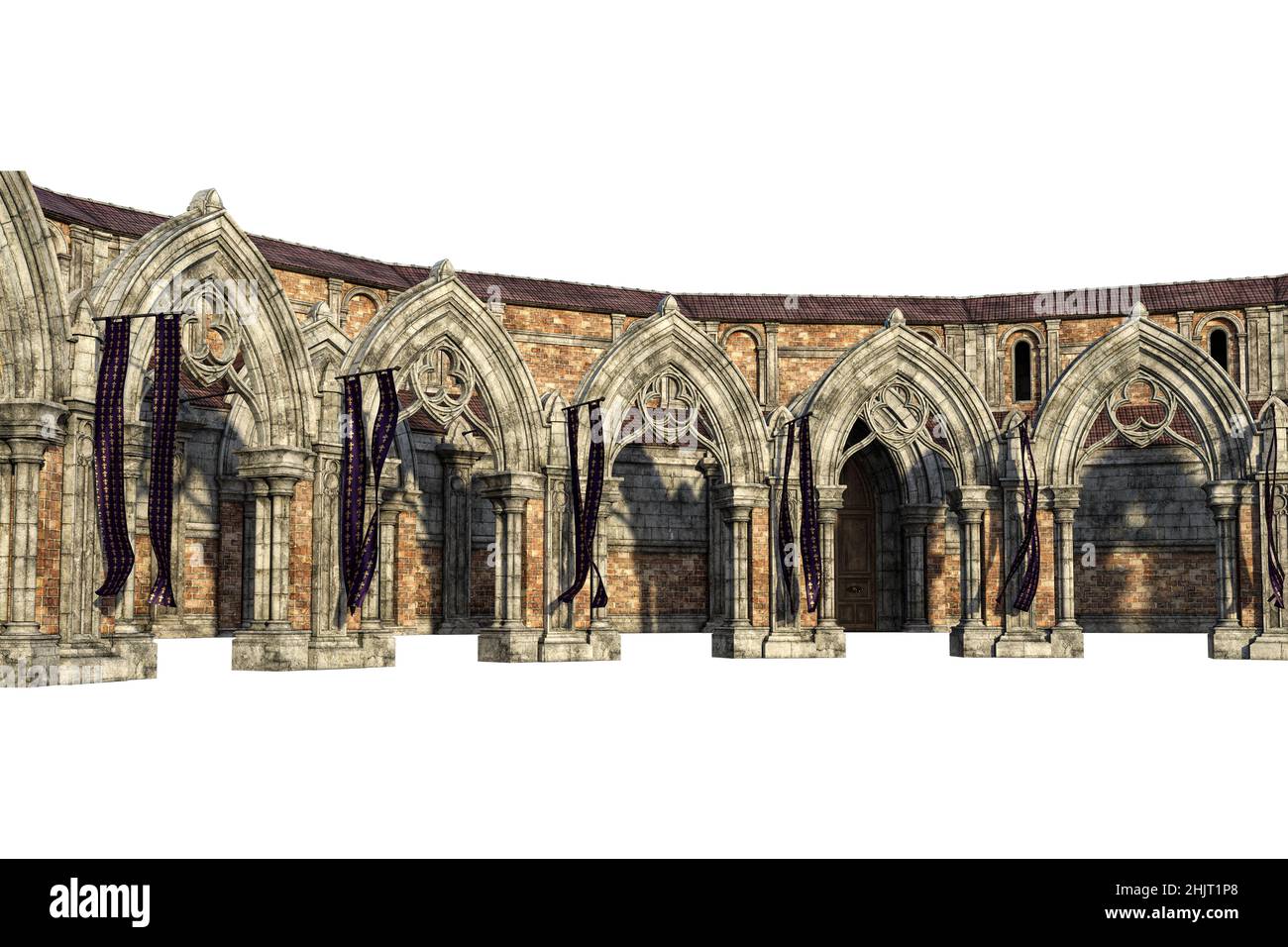 Fantasy Ancient Romanesque Architectures, 3D illustration, 3D rendering ...