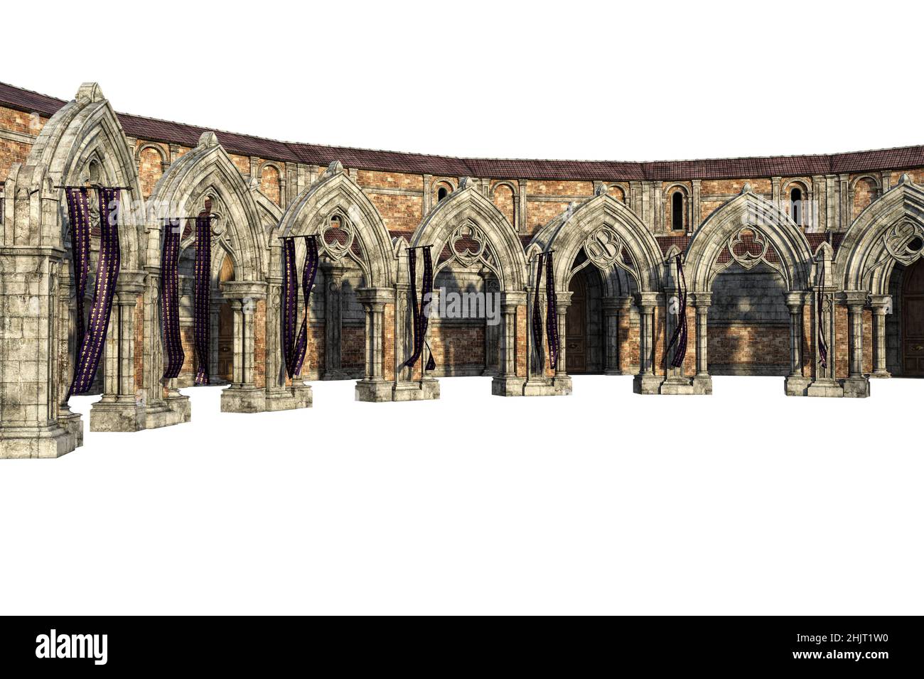 Fantasy Ancient Romanesque Architectures, 3D illustration, 3D rendering ...