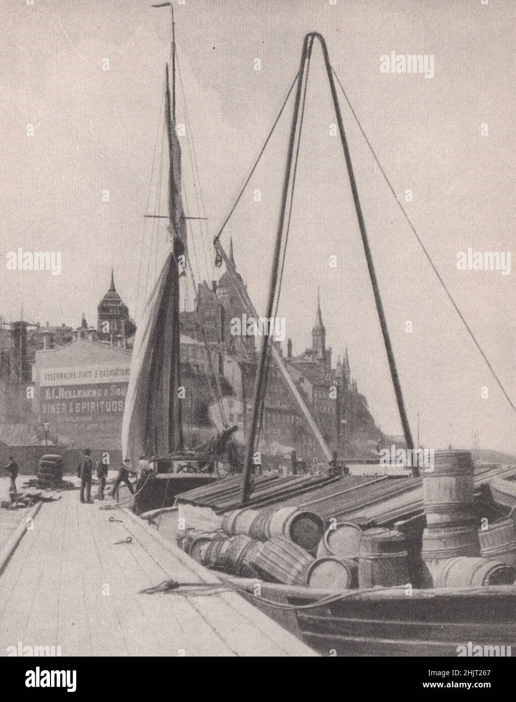 Shipping at the Sodermalm quays, in Stockholm's Harbour. Sweden (1923 ...