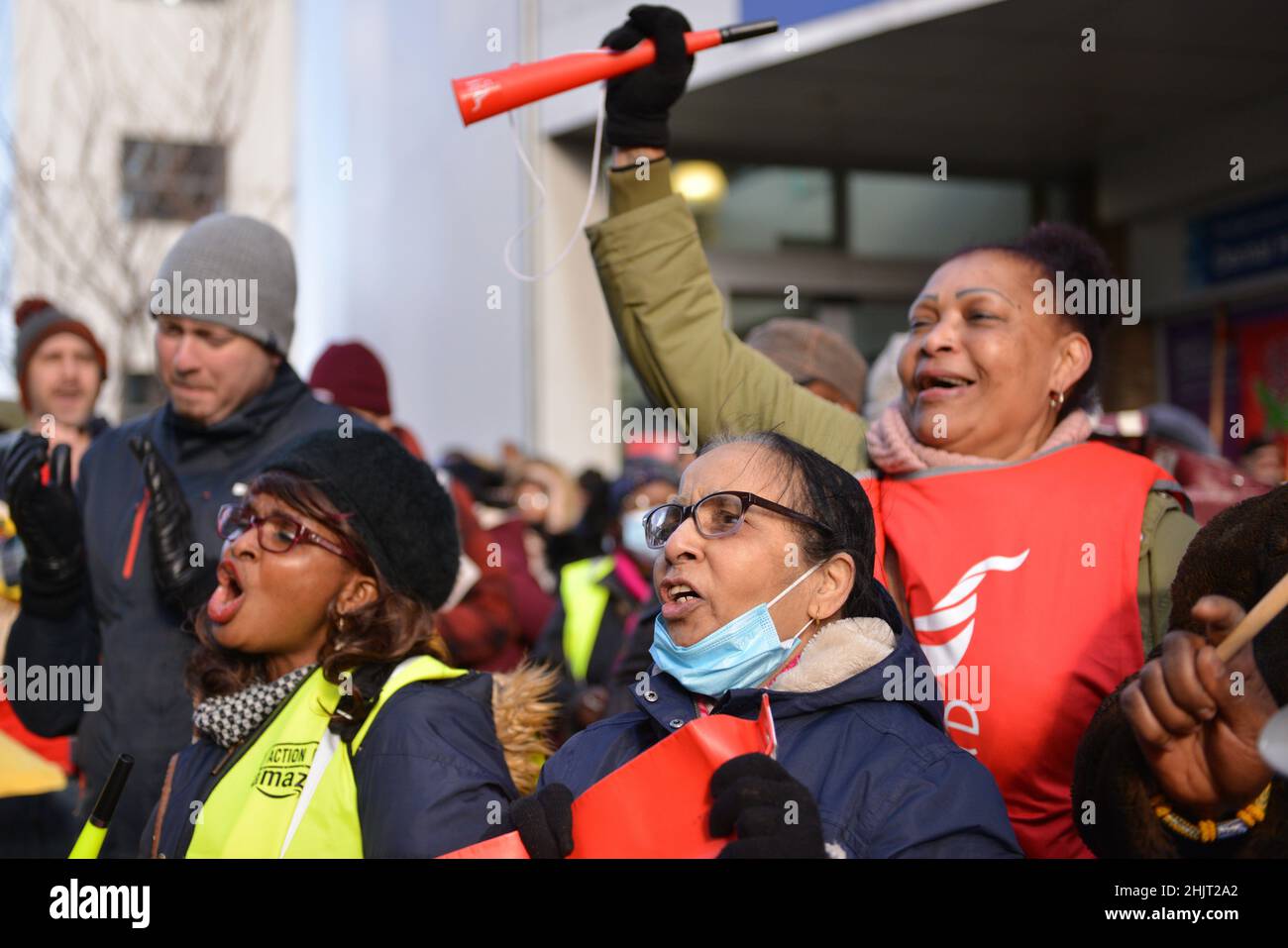Hospital worker protest over pay dispute with SERCO at the Royal London ...