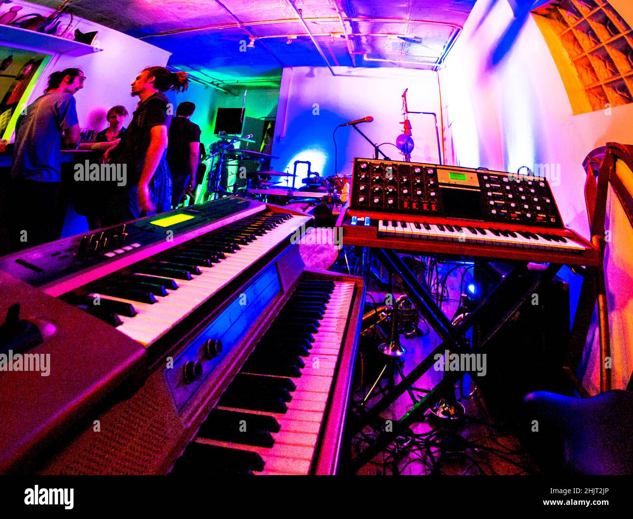 Jazz Band in Neon Filtered Lighting Effect Stock Photo - Alamy