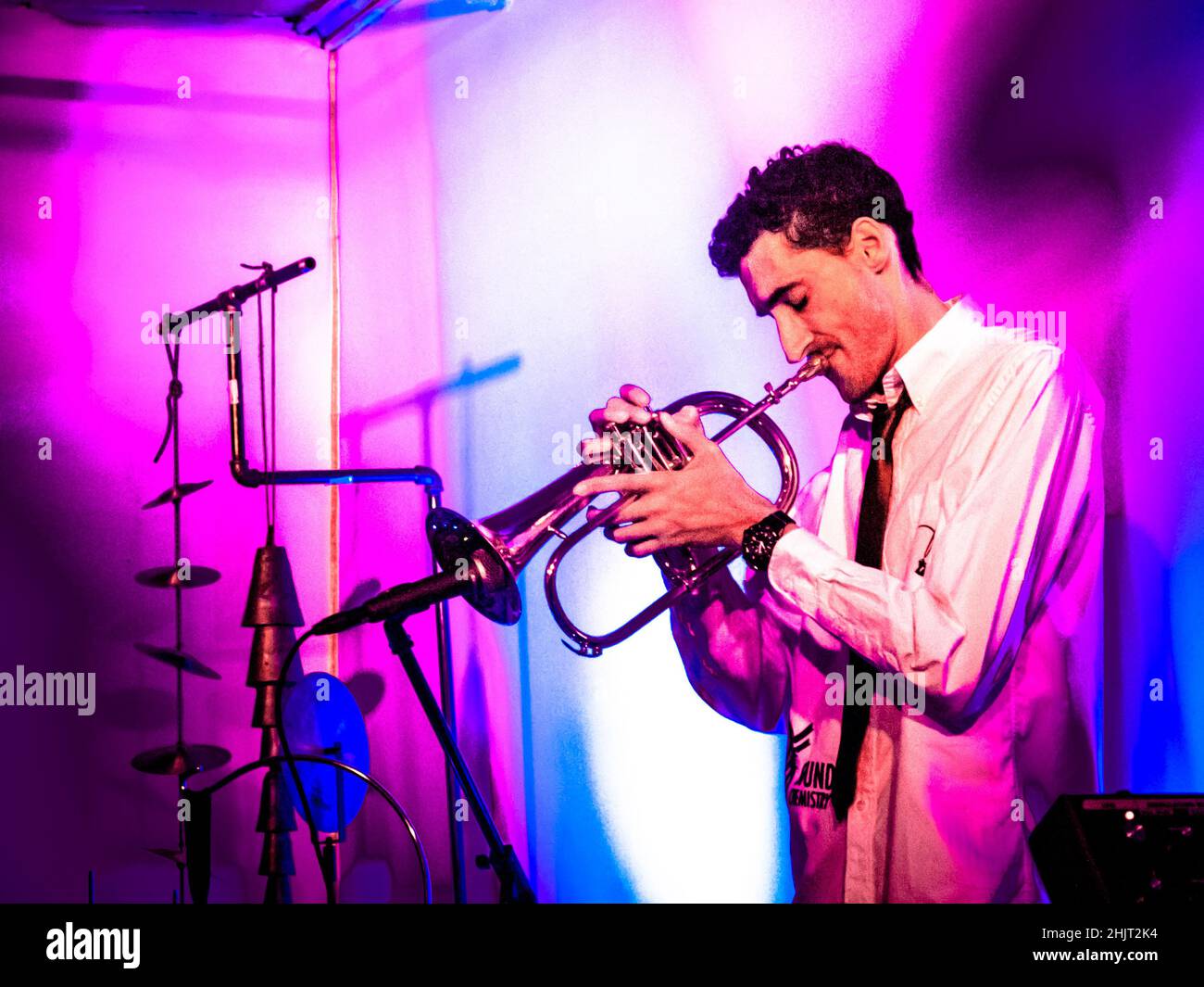 Jazz Band in Neon Filtered Lighting Effect Stock Photo - Alamy