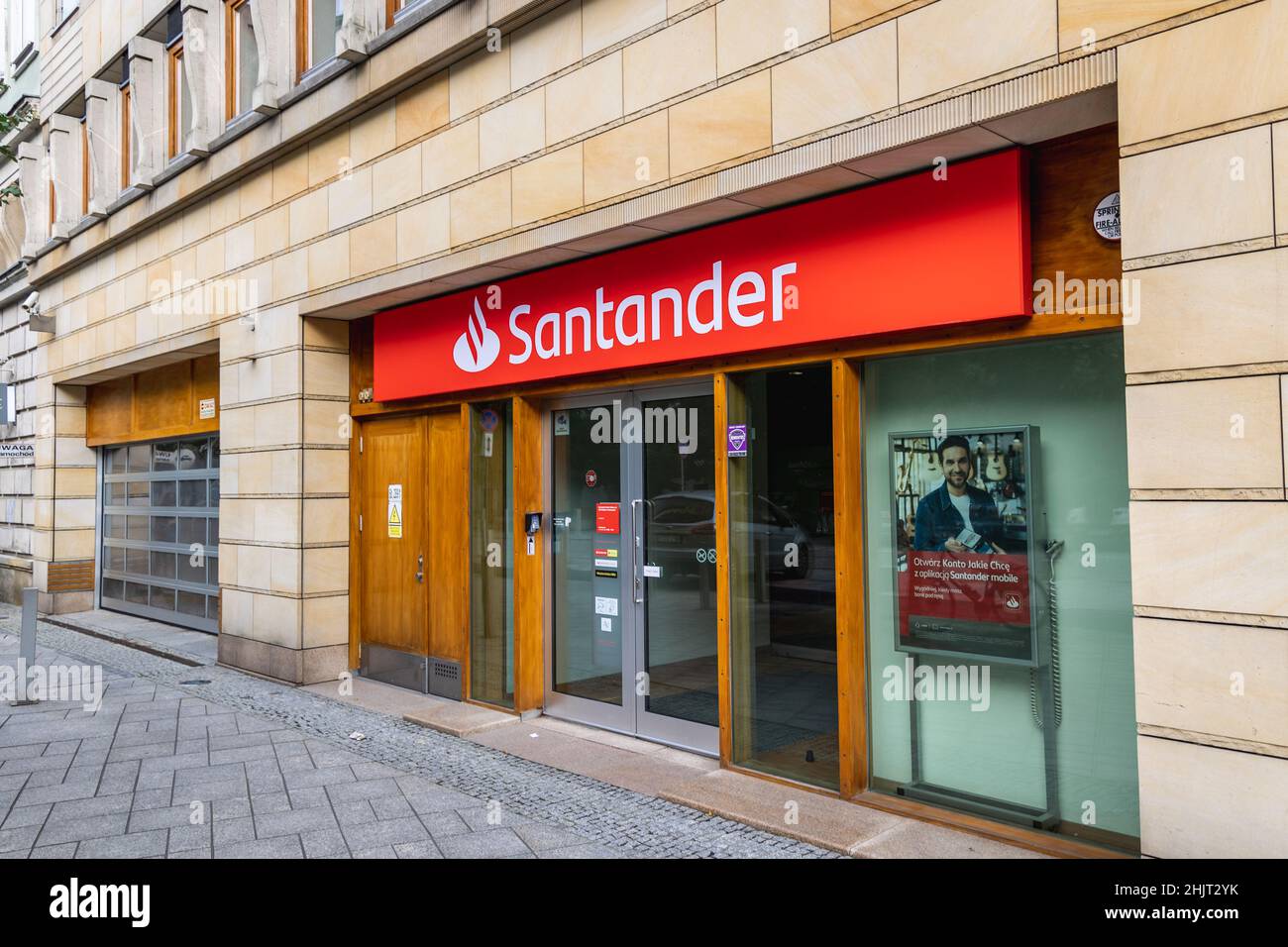 Santander Bank bank branch in Warsaw, capital of Poland Stock Photo - Alamy