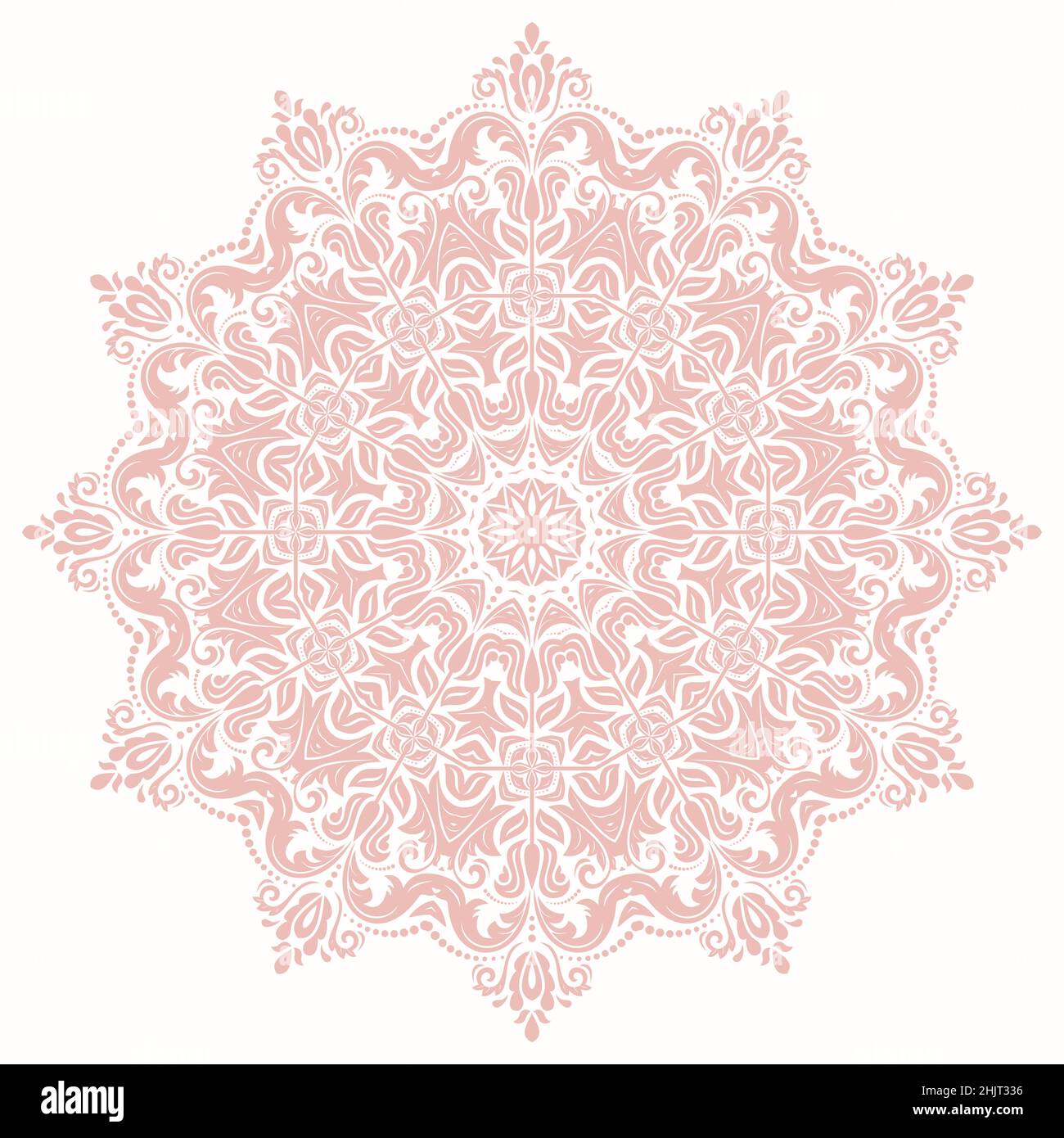 Elegant vintage round pink ornament in classic style. Abstract ...