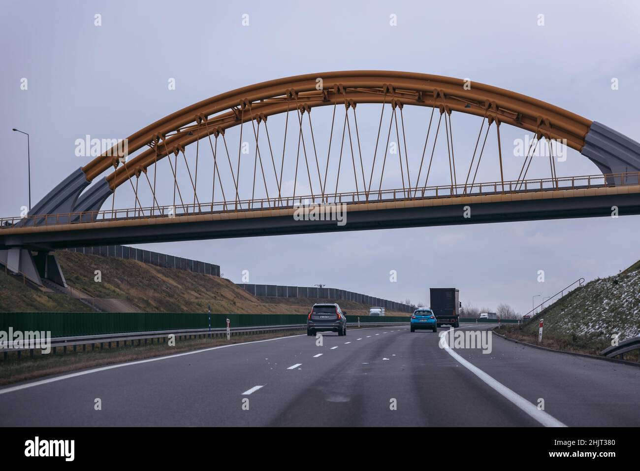 Overpass on A1 highway named Amber Highway in Poland near the Polish ...