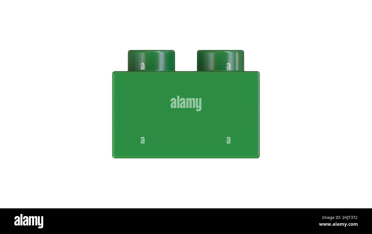 Green Plastic Lego Brick Isolated on White Background. Children Toy ...