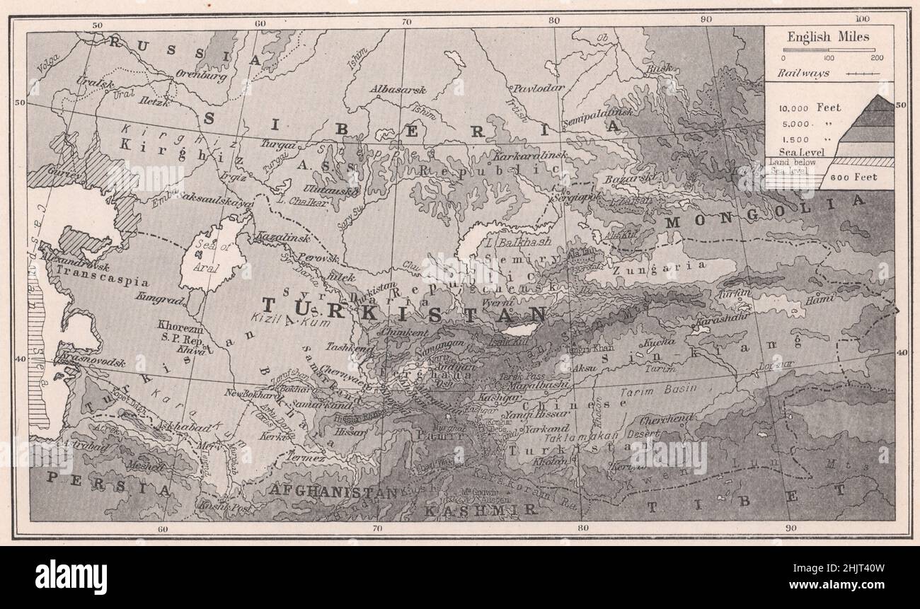 Russian and Chinese Turkistan separated by the peaks of the Tian Shan ...