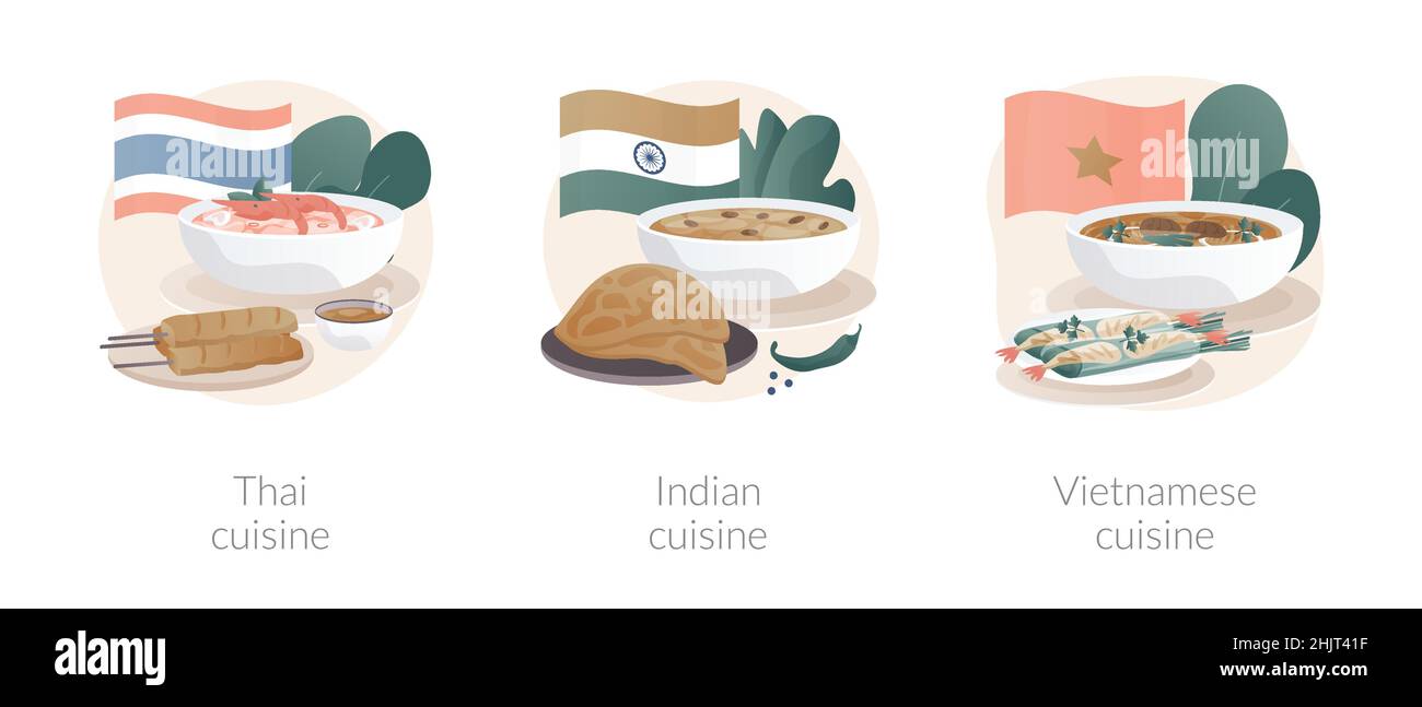 Oriental cuisine abstract concept vector illustrations Stock Vector ...