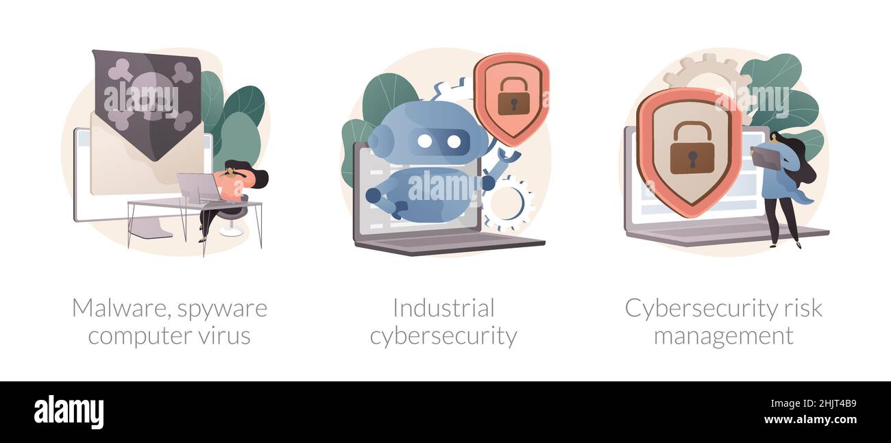 Antivirus security and protection abstract concept vector illustrations ...
