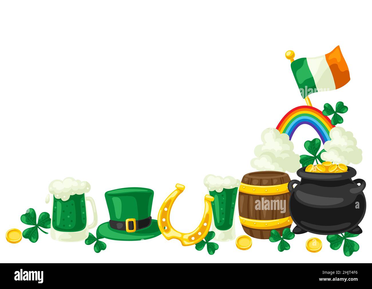 Saint Patricks Day greeting card. Holiday illustration with Irish ...