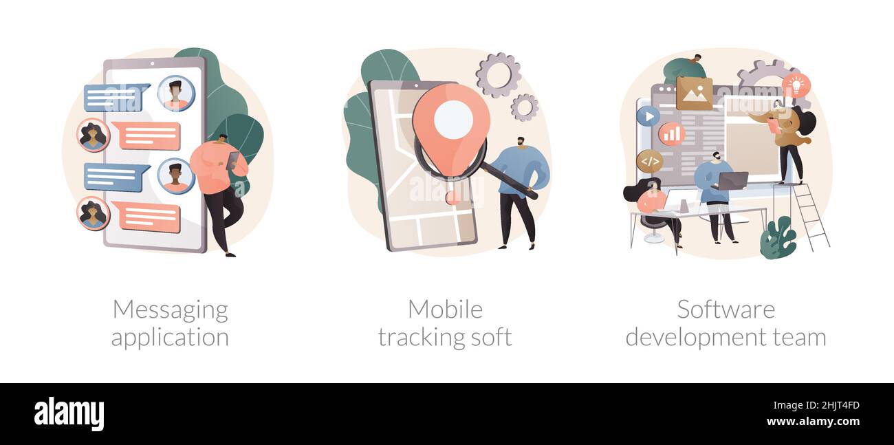 Smartphone application abstract concept vector illustrations Stock ...