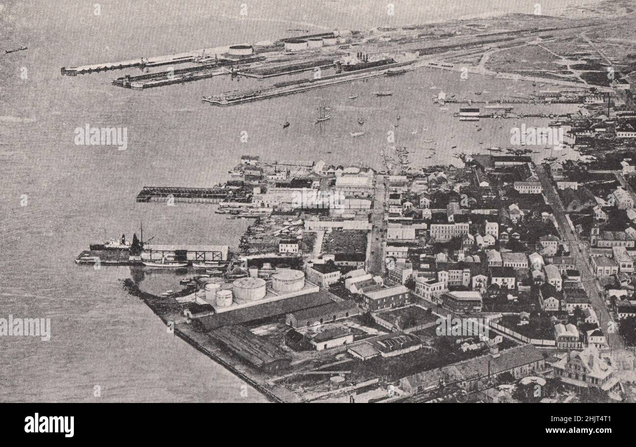 Aerial view of the Harbour of Key West, Florida. United States (1923 ...