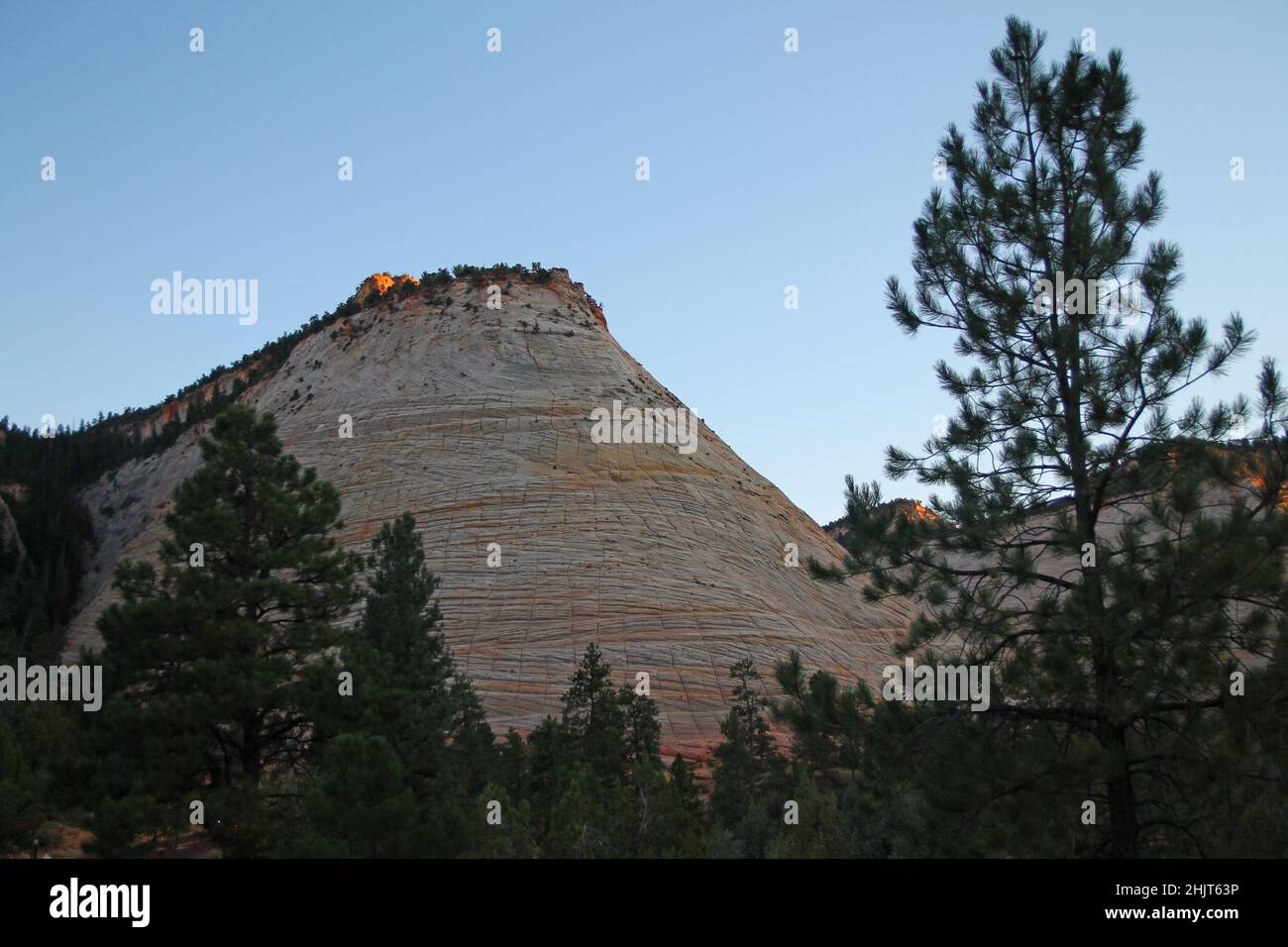 The impressive and inspiring white Checkerboard Mesa in Zion National ...