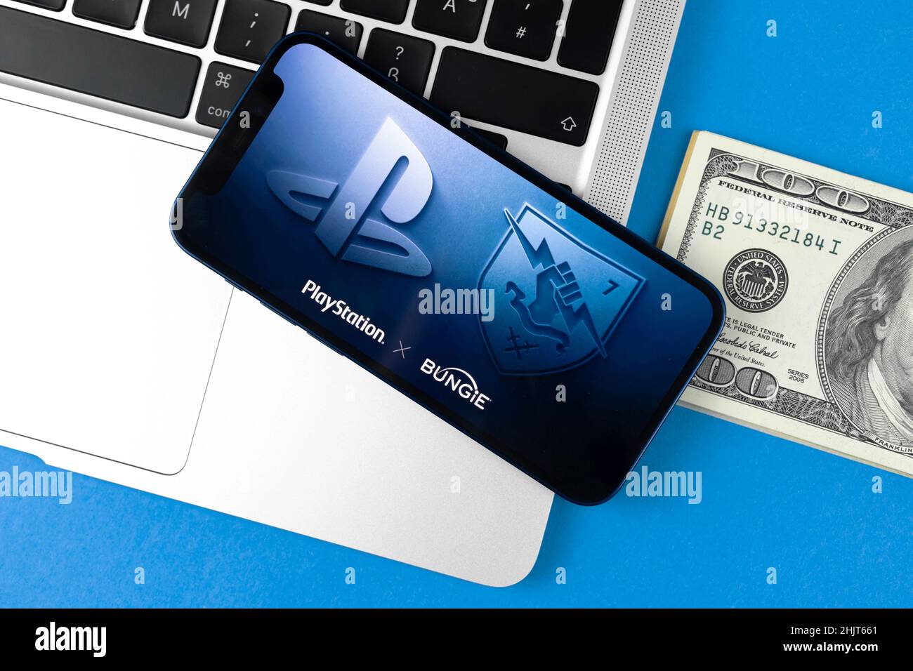 Kharkov, Ukraine - January 31, 2021: Sony and Bungie logos. Sony buying ...