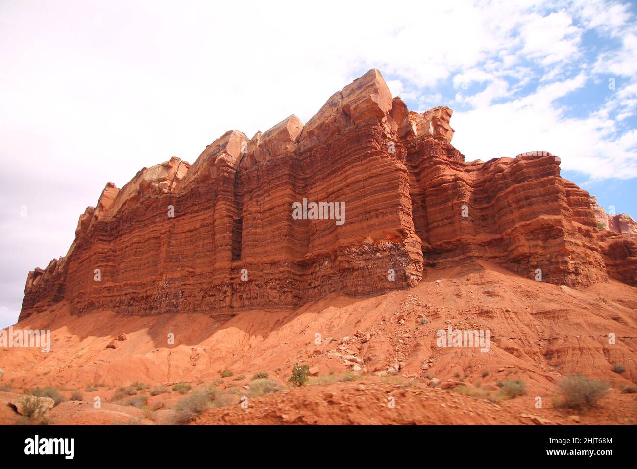 The sharp pointed red rocks of Capitol Reef National Park in Utah Stock ...