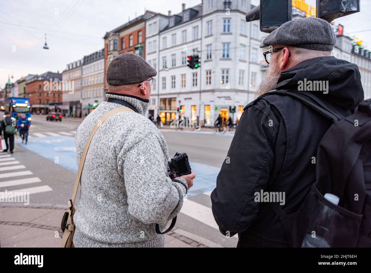 Copenhagen Denmark two men offer to help give directions in the city of ...