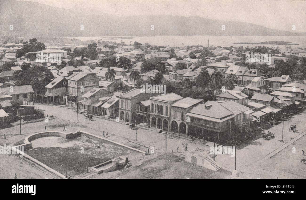 Bird's-Eye view of the city and Harbour of Port au Prince, in the ...