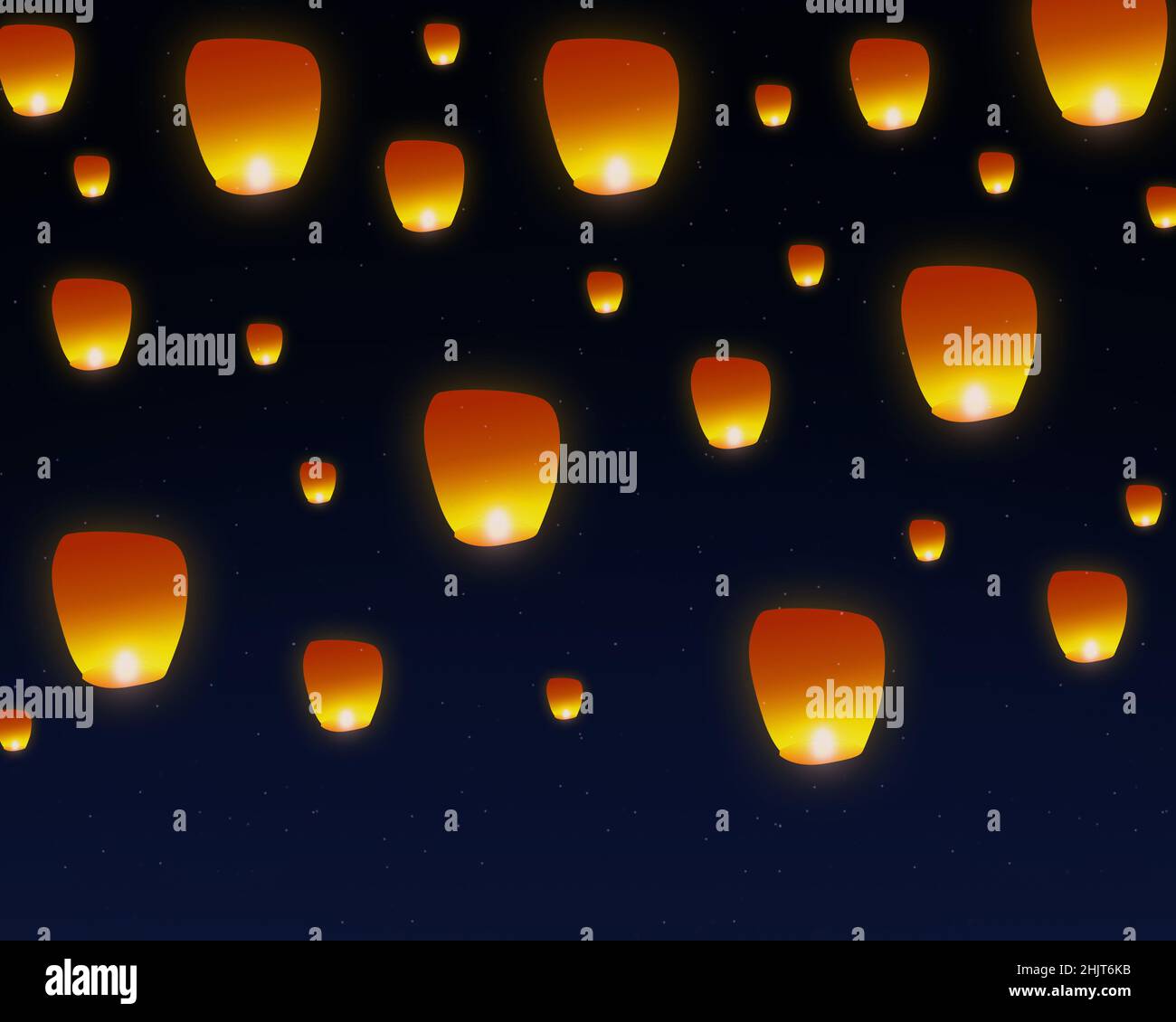 Abstract Lantern Day Background with Glowing Lantern in the night sky ...