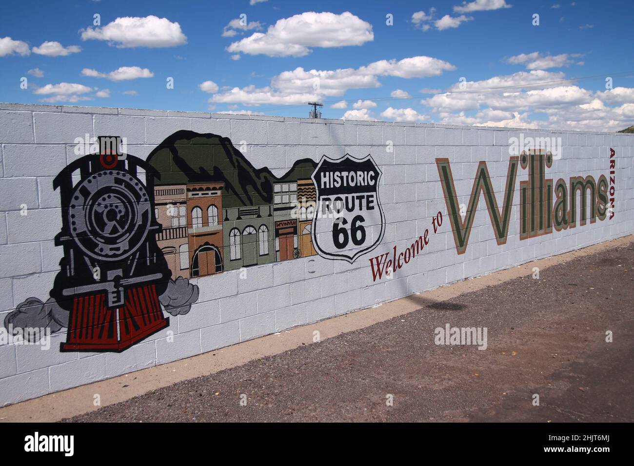 The bricks of the wall at the entrance of Williams village on the Route ...