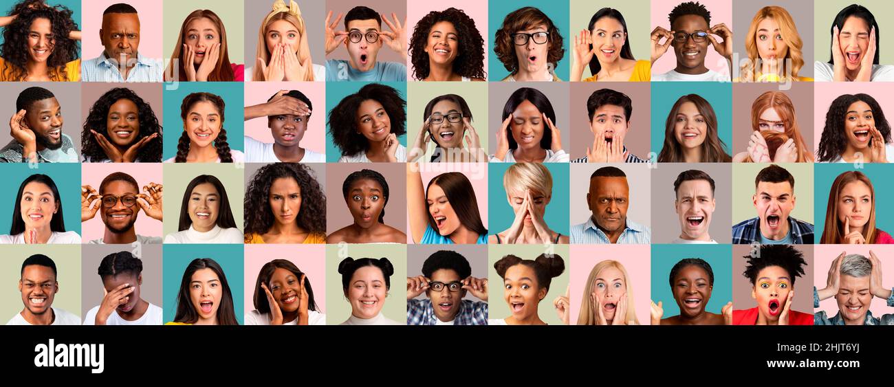 Set of closeup photos, feelings and emotions concept Stock Photo - Alamy
